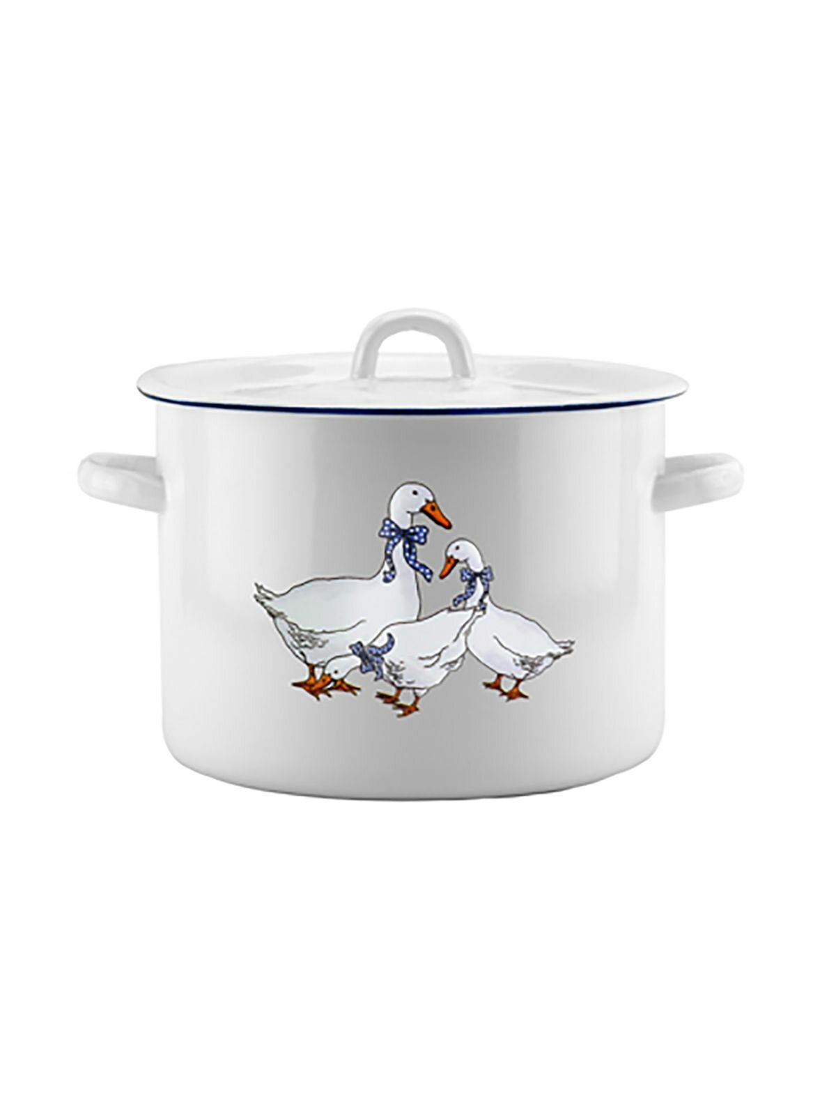 Кастрюля эмалированная Гуси, с крышкой, 4,5 л