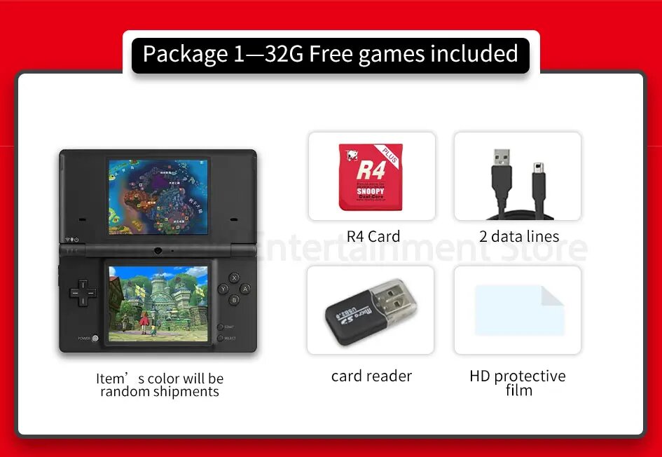 JIMITU портативная игровая консоль DSi 128 Гб Package 1-32Gb