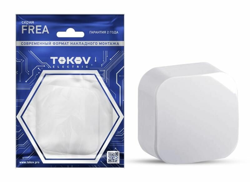 Выключатель TOKOV ELECTRIC "Frea", 1 клавиша, 10 А, IP20, 250 В, АБС-пластик, белый