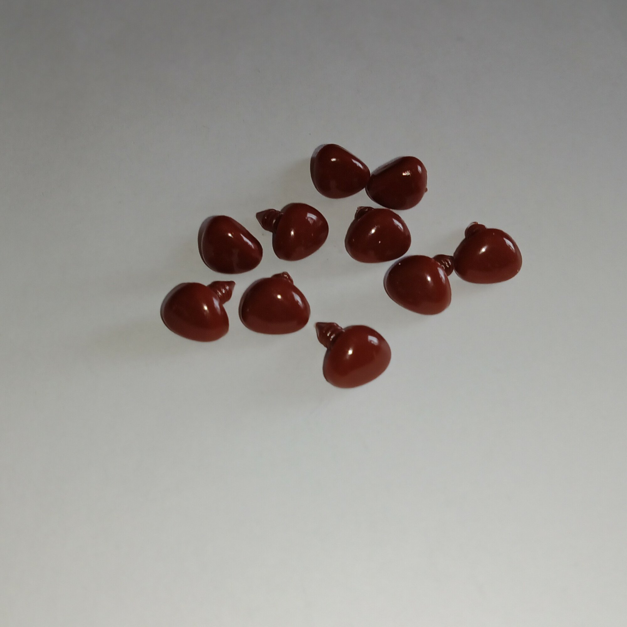 Носики для игрушек винтовые глянцевые, с фиксатором, диаметр 9х12 мм, набор 10 штук, цвет коричневый