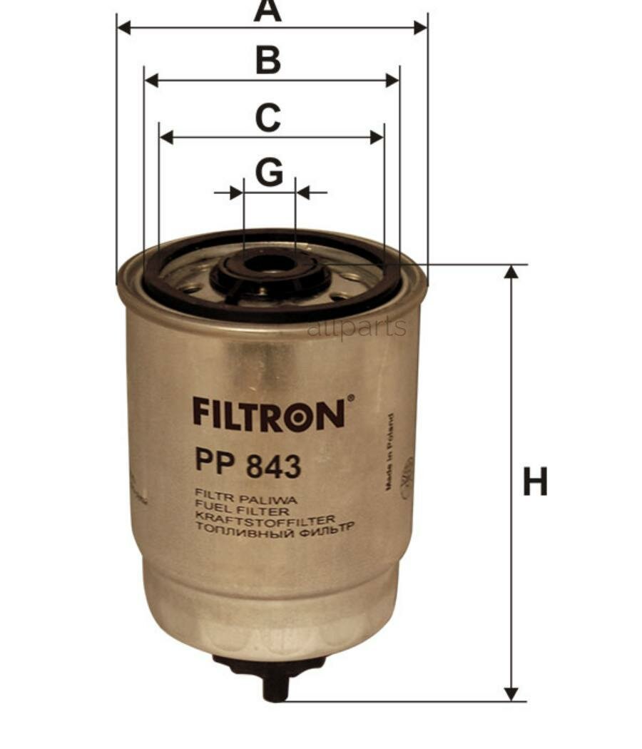 FILTRON PP843 фильтр топливный!\ Opel Astra 1.7D 91-92/Kadett 1.6D 82-89, Rover 100 1.4D 92-95