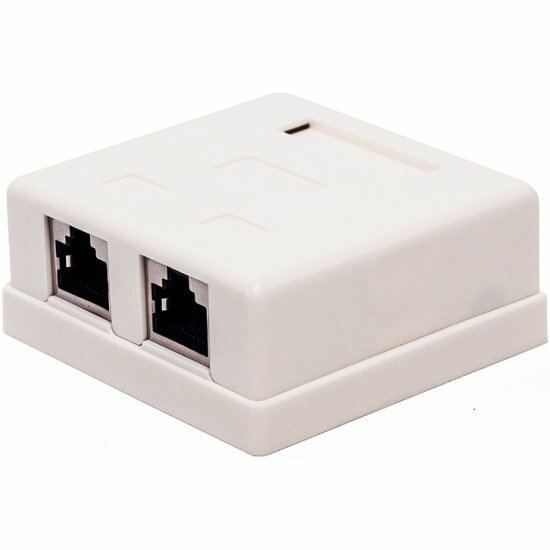 Компьютерная розетка настенная Filum FL-NA-SOCKET5E-4 5E кат, 2 х RJ-45/8p8c, экранированная, 110/Krone