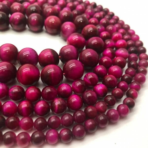 Каменные бусины, Тигровый глаз, тонированный, синий, шарик гладкий, 12 мм, длина нити 38 см