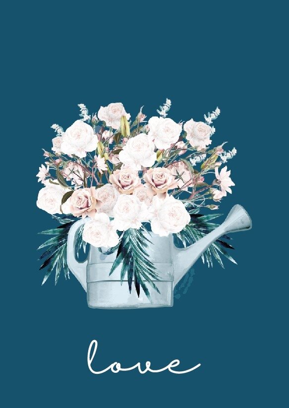 Мини-открытка, Love (лейка с цветами), 5*7 см, 10 шт.