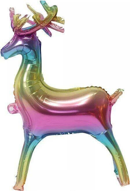 Шар 3D (32'/81 см) Фигура, Олень, Радужный, Градиент, 1 шт.