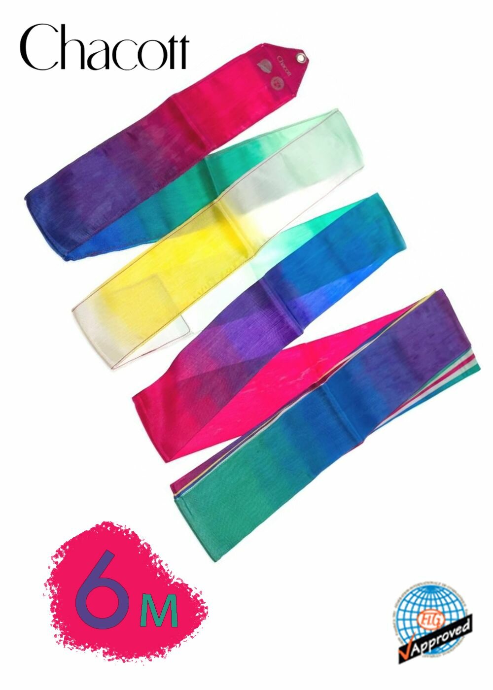 Лента CHACOTT Gradation цветная 6м. 750 (Розовый-Фиолетовый-Синий-Бирюзовый-Белый) FIG