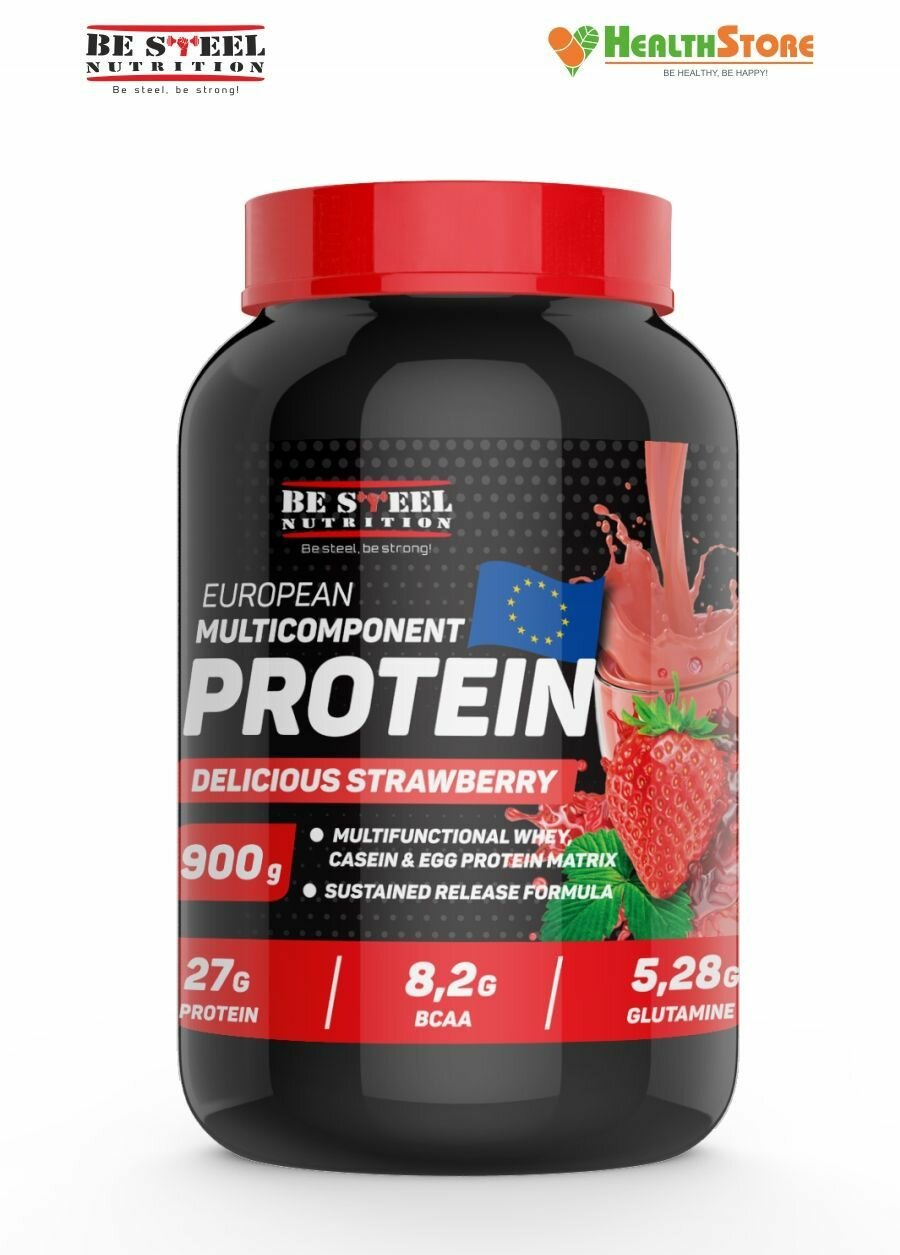 Протеин многокомпонентный, Be Steel Nutrition European Multi Component Protein 0,9кг (вкусная клубника)