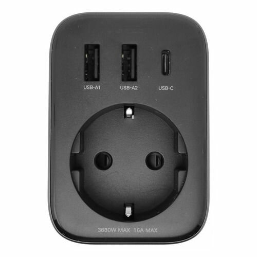 Сетевое зарядное устройство UGREEN CD314, 2 USB + USB type-C, 30Вт, 3A, черный [90613]