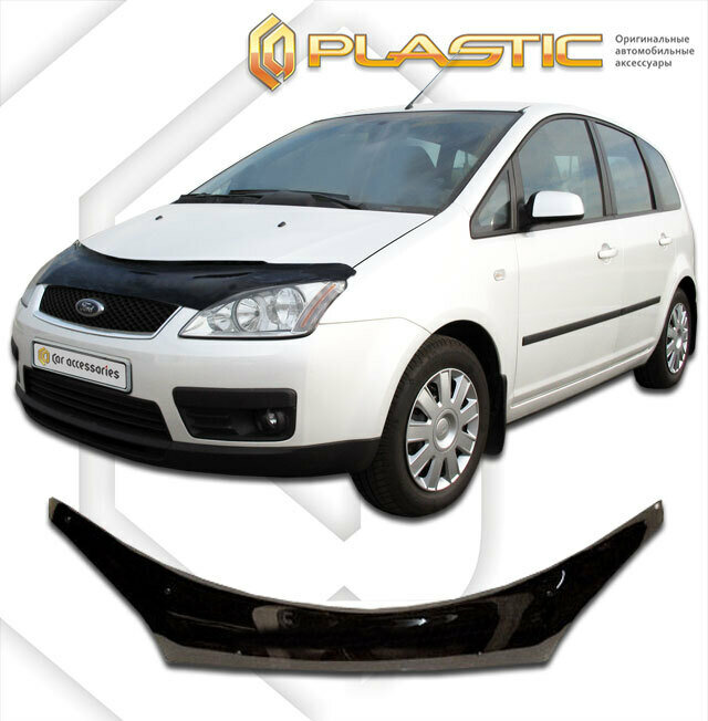 Дефлектор капота для Ford C-MAX 2003-2006 Черный глянцевый СА Пластик