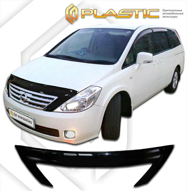 Дефлектор капота для Nissan Presage 2003-2006 Черный глянцевый СА Пластик
