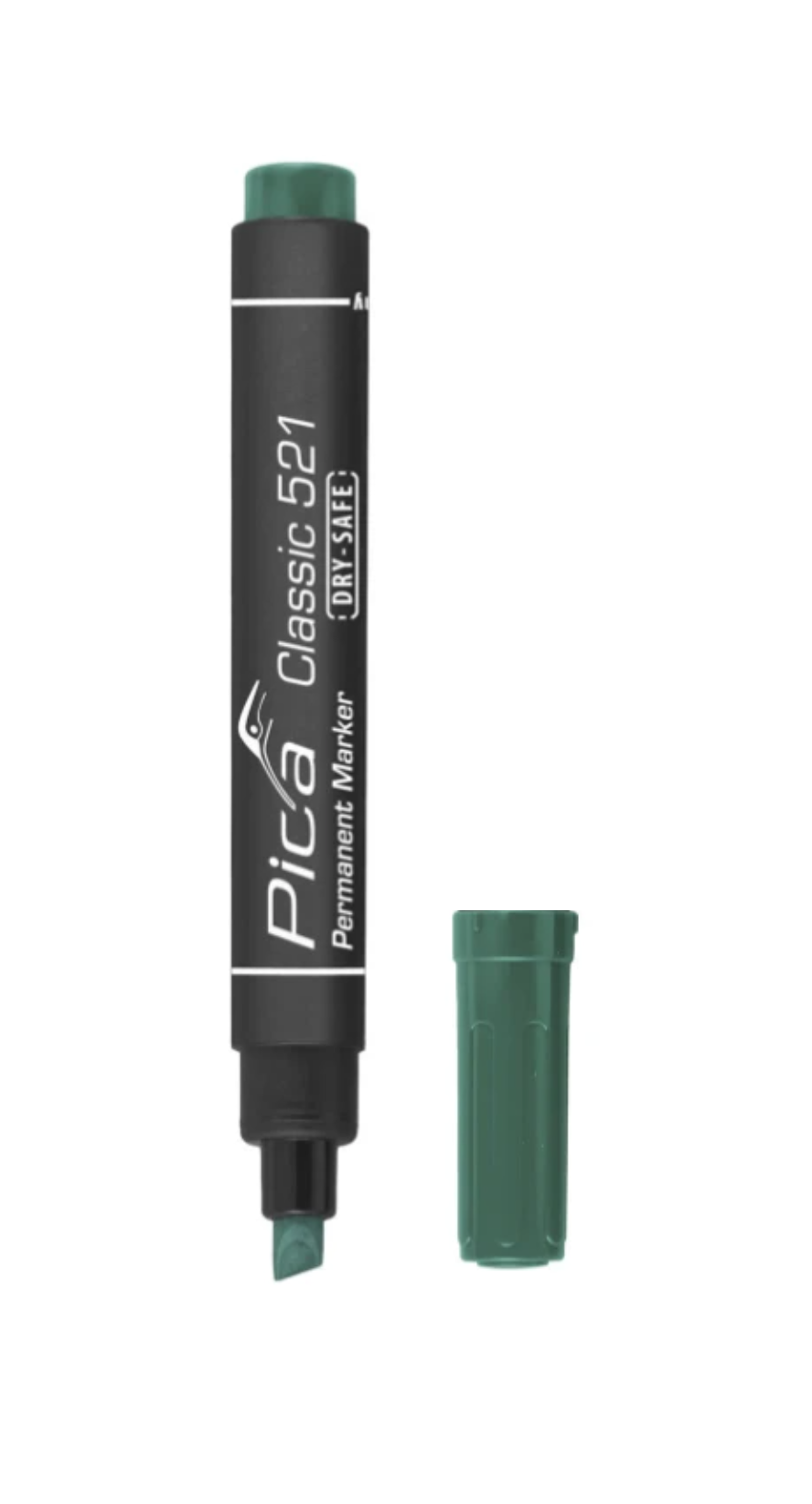 Маркер строительный DRY-SAFE зелёный, скошенный наконечник (2-6 мм) PICA-MARKER 521/36
