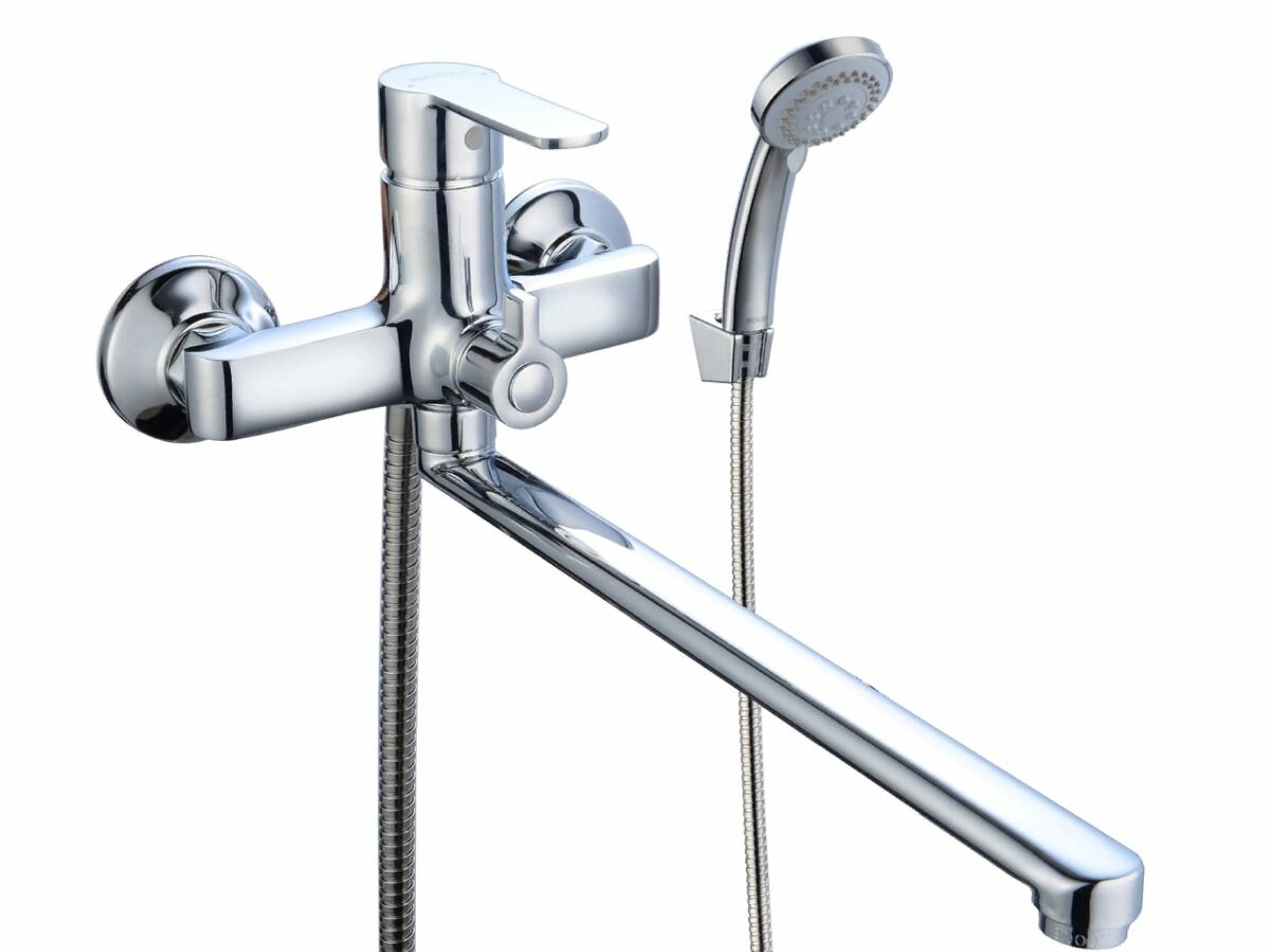 Смеситель для ванны с душем BOOU B8289-18F длинный поворотный излив