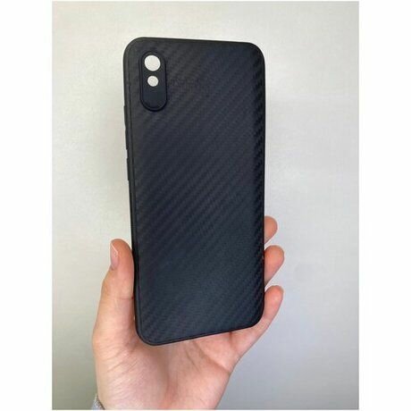 Xiaomi Redmi 9A Силиконовый чёрный чехол карбон для ксиоми редми 9А