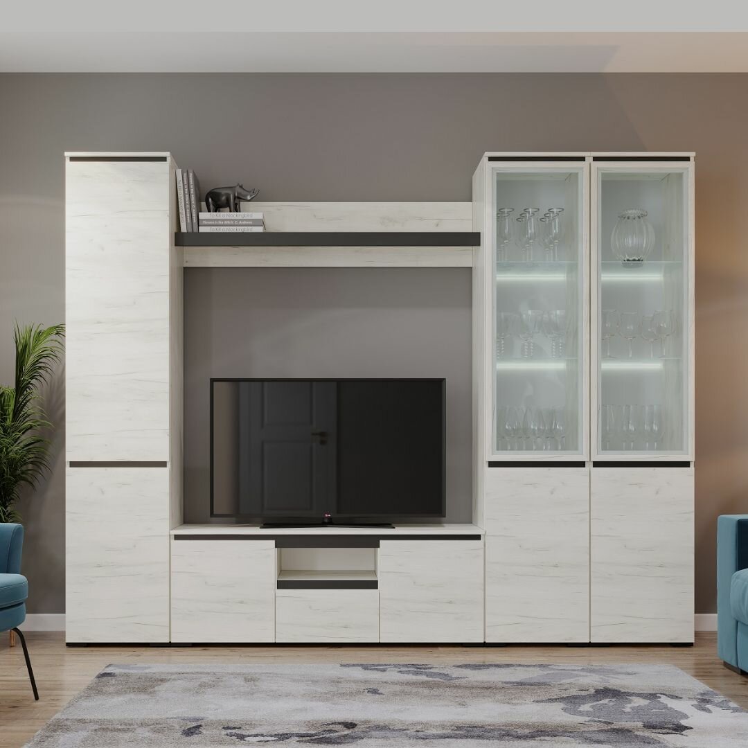 Гостиная "гретта" Дуб Крафт белый/Антрацит исп. 6