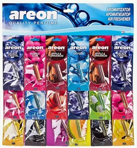 Ароматизатор на зеркало Areon Liquid жидкий 5 мл Микс 24 шт. дисплей