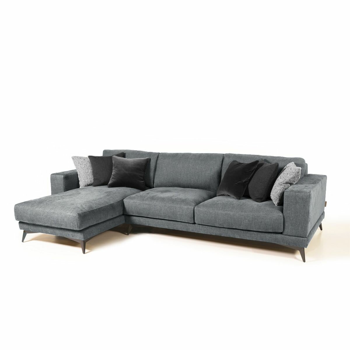 Диван Бергамо левый с оттоманкой в премиальном велюре 2,8м/34