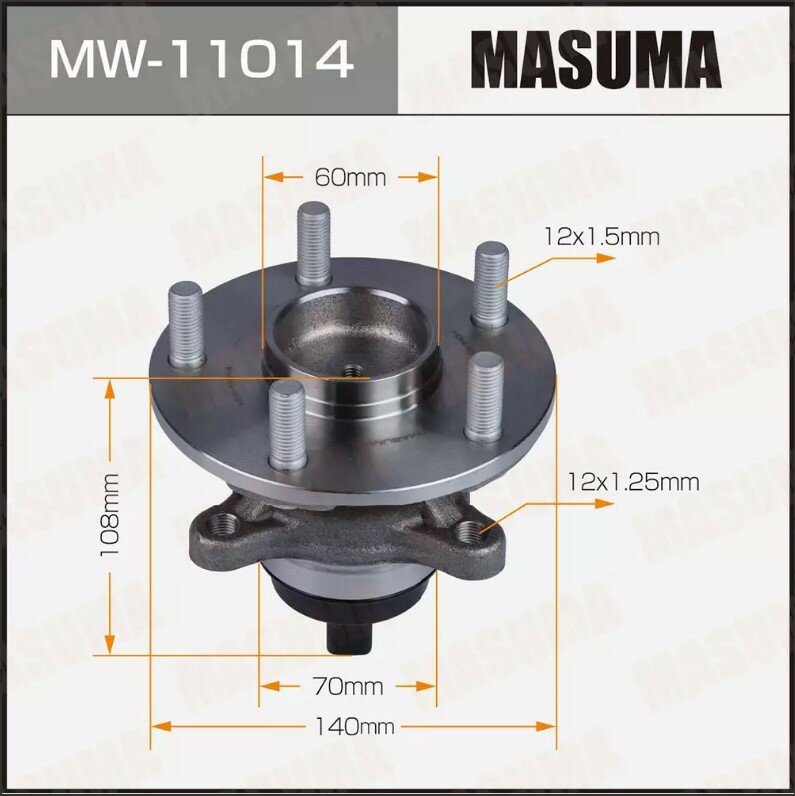 Ступица Toyota Crown 03-; Lexus GS 05-, Is 05- передняя (+ ABS) Masuma правая