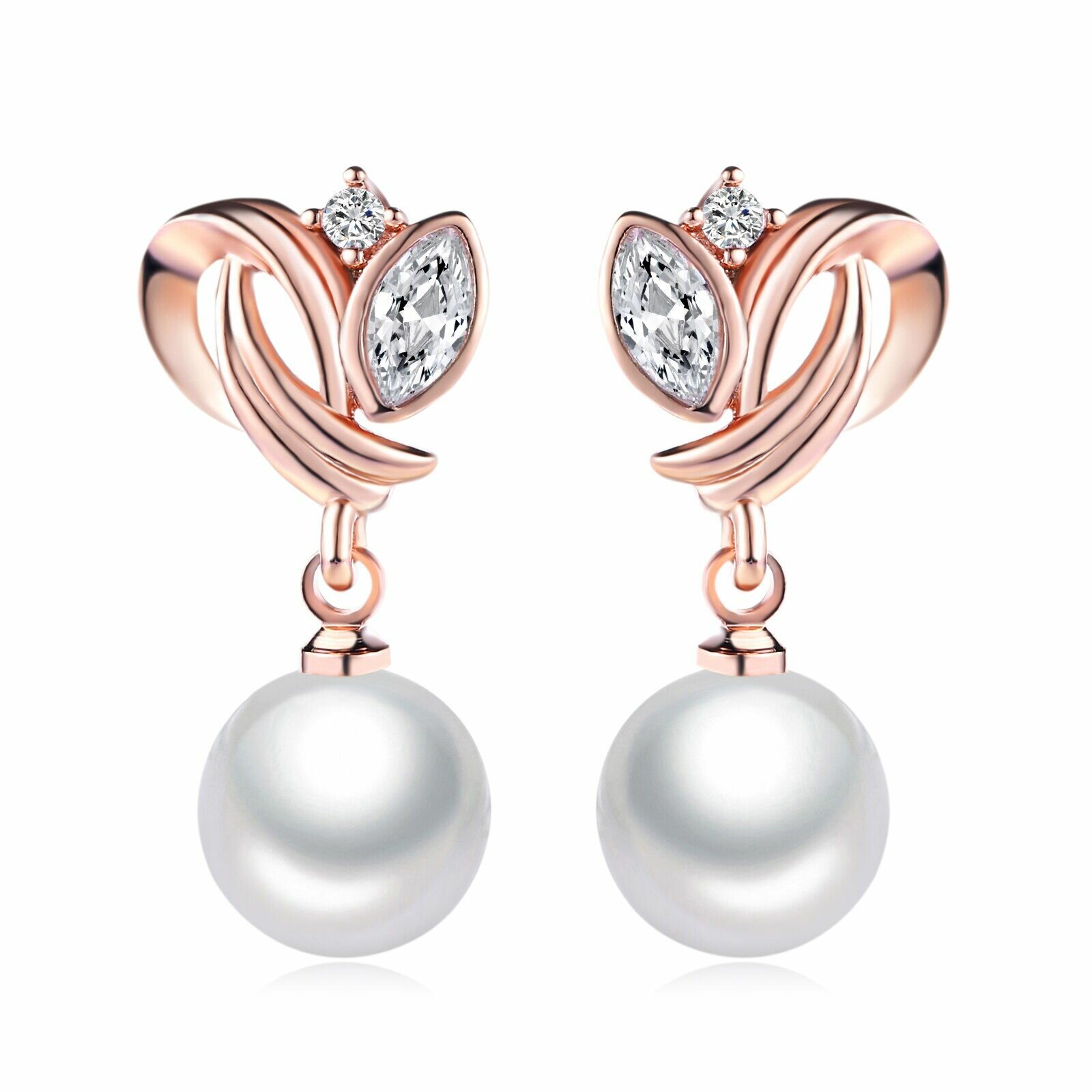 Серьги пусеты, жемчуг имитация, циркон