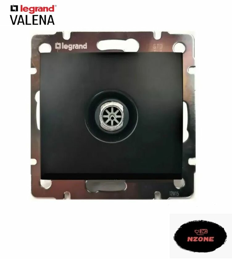 Розетка телевизионная TV оконечная 10dB Legrand Valena (черный) Black 770330 1 шт Франция