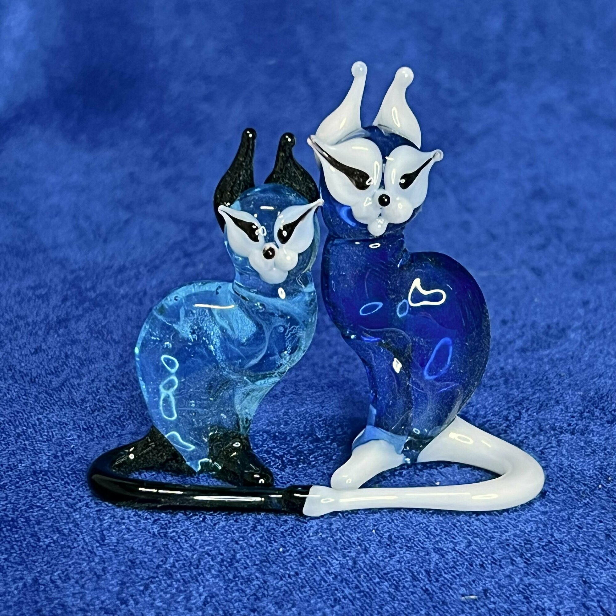 Фигурка "Кошки" парочка Синяя и Голубая. Стекло