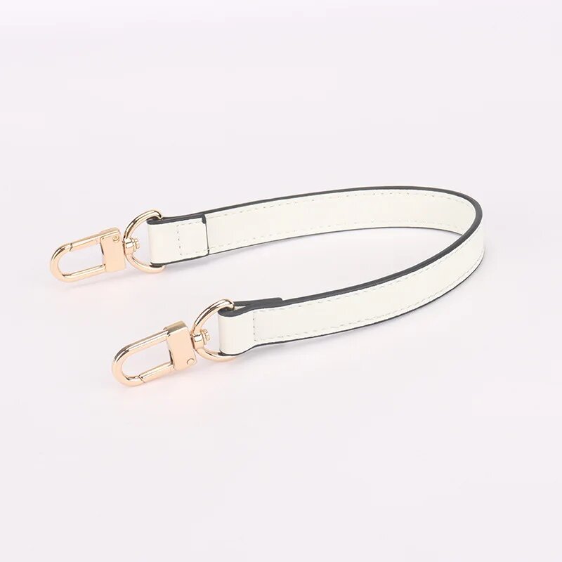 Короткие ручки для сумок из натуральной кожи, 38 см Бежевый, Black Hardware, Белый, White