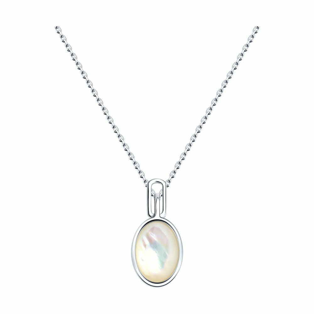 Колье, серебро, 925 проба, родирование, перламутр