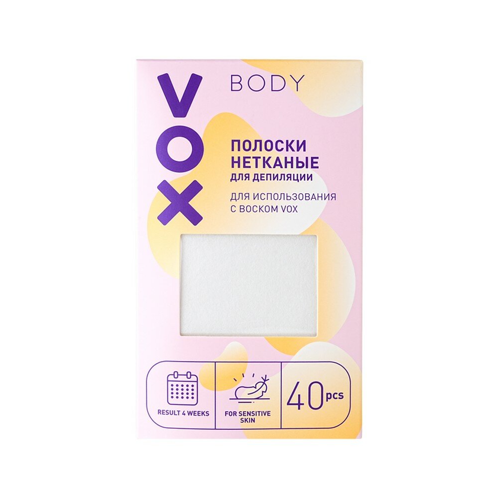 Полоски нетканые для для удаления волос VOX (7х15 см), 40 шт