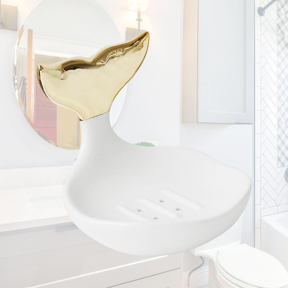 Аксессуар для ванной комнаты в виде подставки для мыла, белая, форма хвоста русалки, размер 12 10см