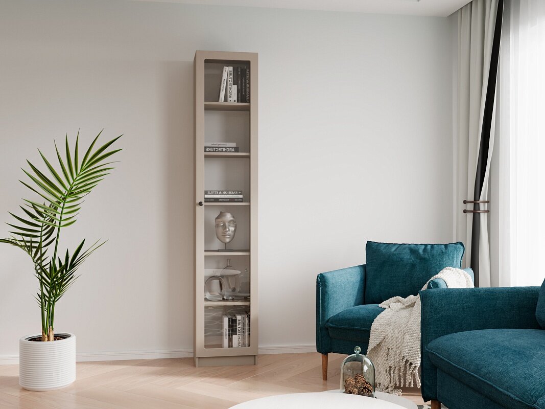 Стеллажи МебельЛэнд24 Билли Стольмин стекло Кашемир 40x30x203 бежевый для книг