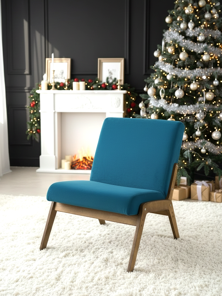 Кресло для отдыха "левита" от "Мягкой посадки" без подлокотников, обивка бирюзовый велюр