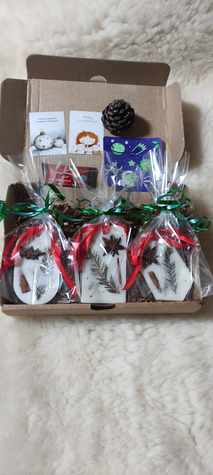 Набор аромасаше "Дух Рождества", ручная работа, 3 шт, белые