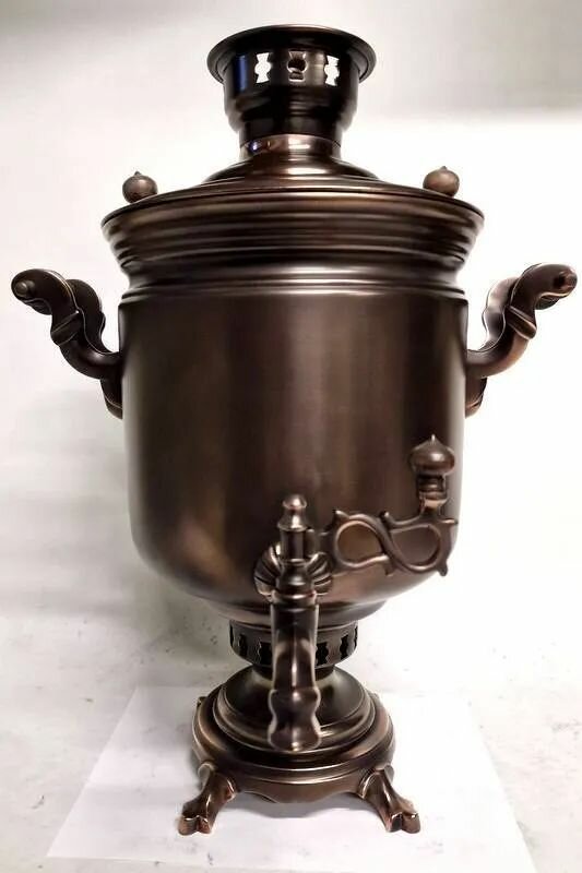 Угольный самовар 5 литров цилиндр патина