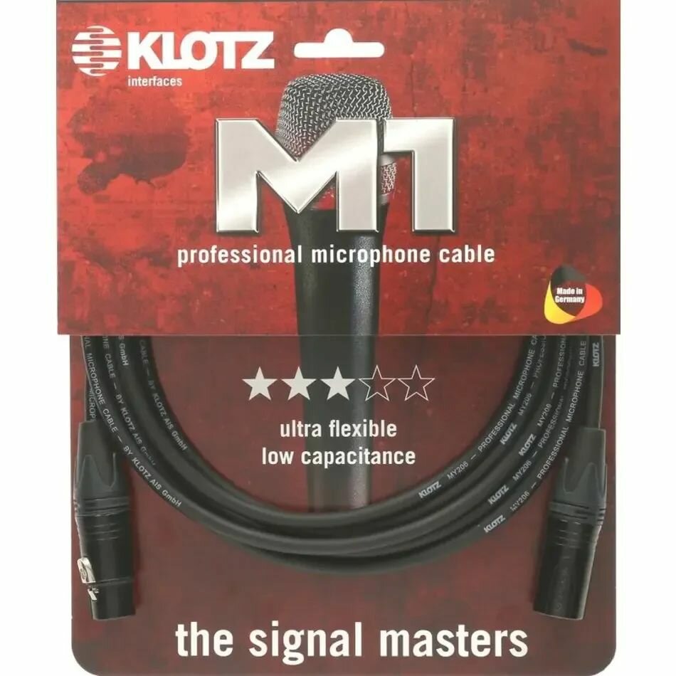 Микрофонный кабель Klotz M1FM1N0500 M1 XLR (M) XLR (F), 5 м