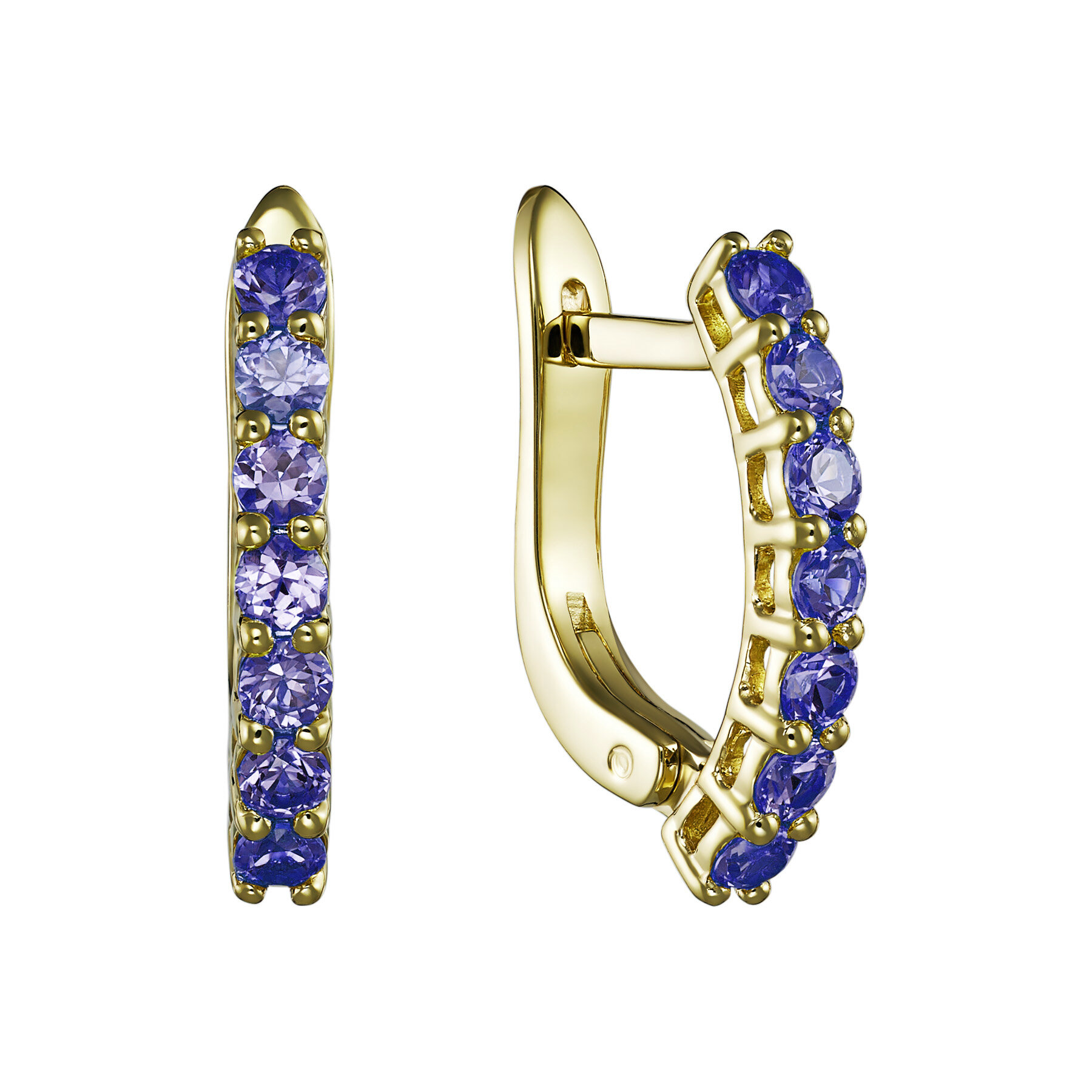 Серьги Oriental, желтое золото, 585 проба, сапфир