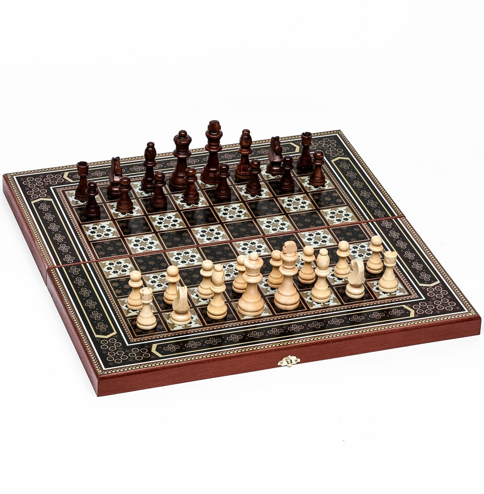 Классические настольные игры 3 в 1 "Восточная мозаика" для двоих: шахматы, шашки, нарды, набор игр с доской и фигурами, 50 х 50 см