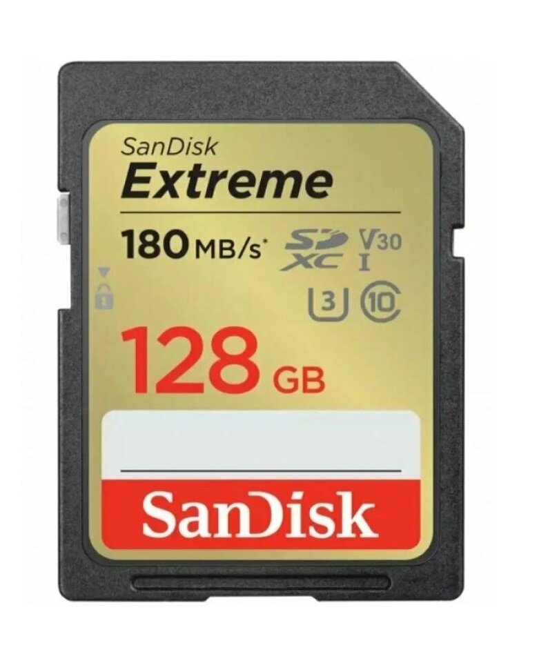 Карта памяти SanDisk Extreme SDXC Class 10 UHS-I U3 V30 180MB/s 128 GB