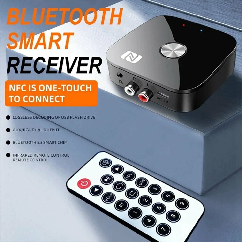 NFC Bluetooth 5.3 аудиоресивер 3,5 мм AUX стерео HIFI музыкальный беспроводной адаптер USB U-Disk Play пульт дистанционного управления