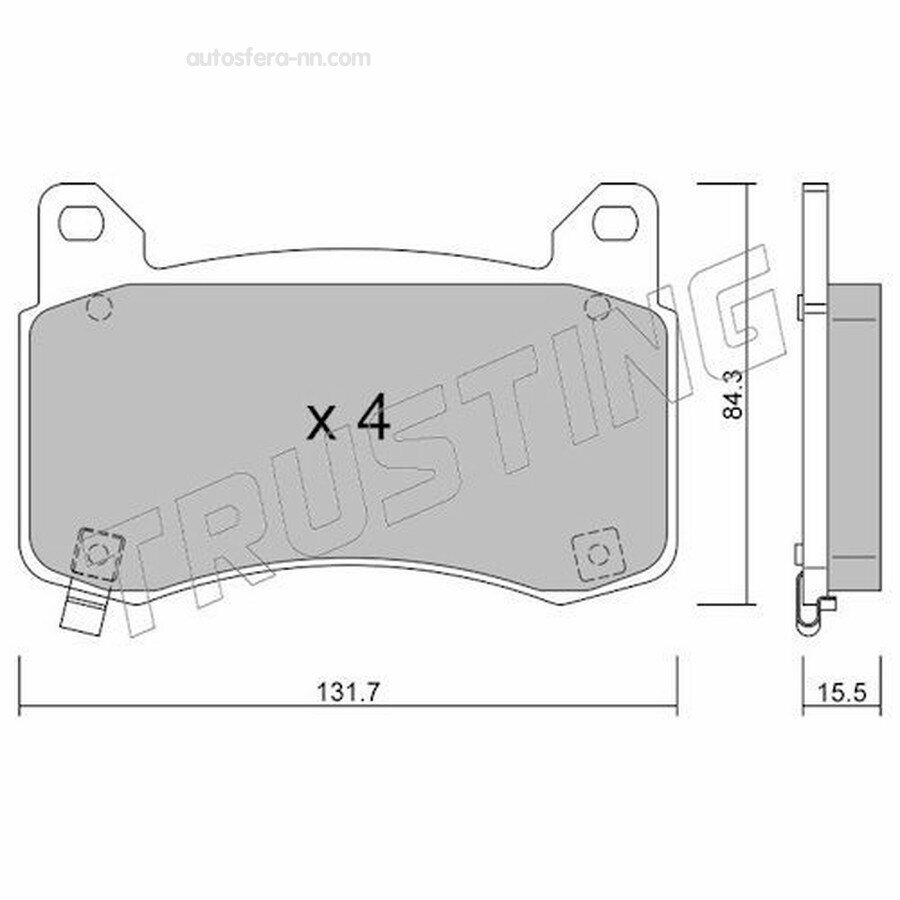 TRUSTING 13330 К-т дисков. тормоз. колодок TESLA Model 3 (5YJ3) 2017- Front FOR PERFORMANCE BRAKES