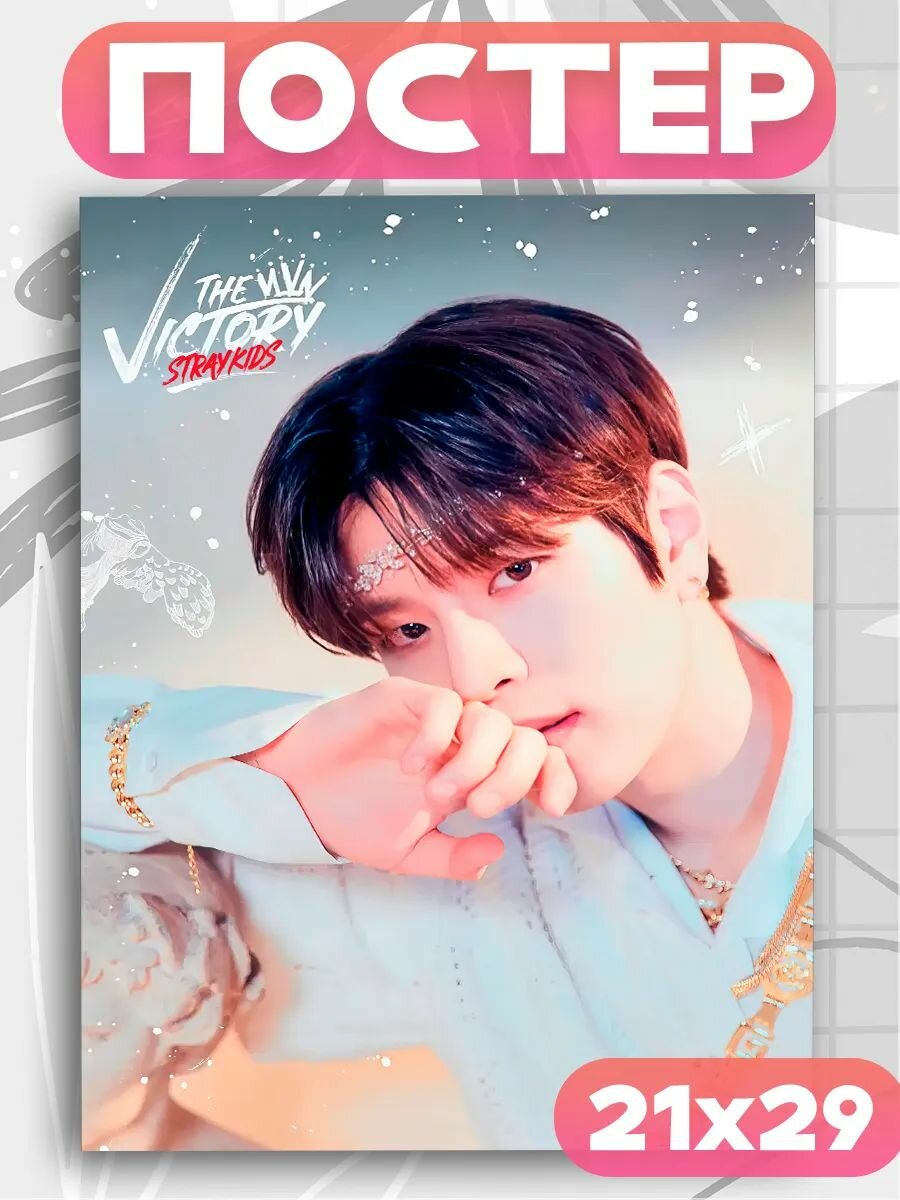 Постеры на стену Сынмин Stray kids кпоп, плакат 1шт, А4 размер.