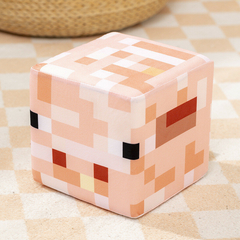 Stuffed animal grass block creeper steve enderman, white, 10 cm