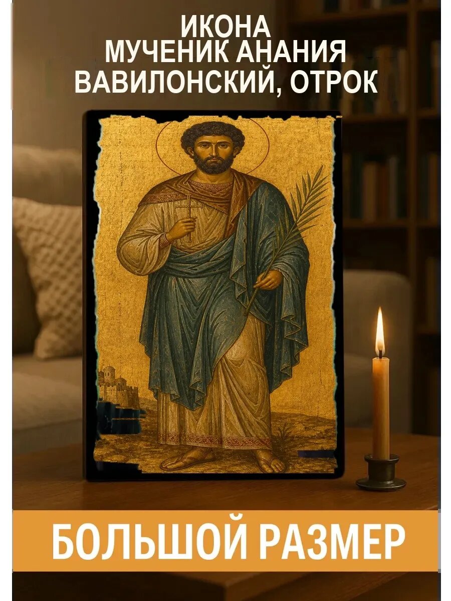 Икона Мученик Анания Вавилонский, отрок, на дереве, 30×40 см
