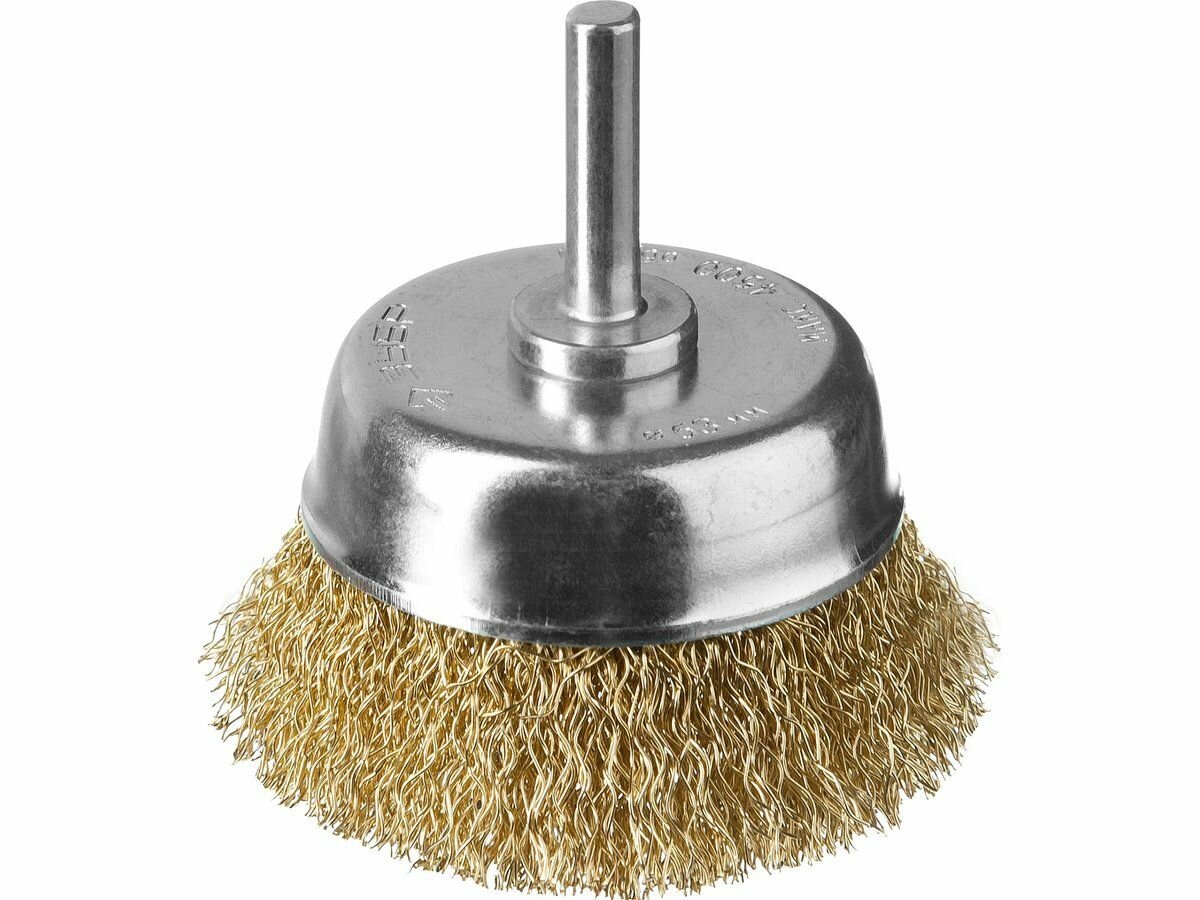 Щетка чашечная для дрели витая латунированная стальная проволока 63 мм Зубр профи 3525-063_z02