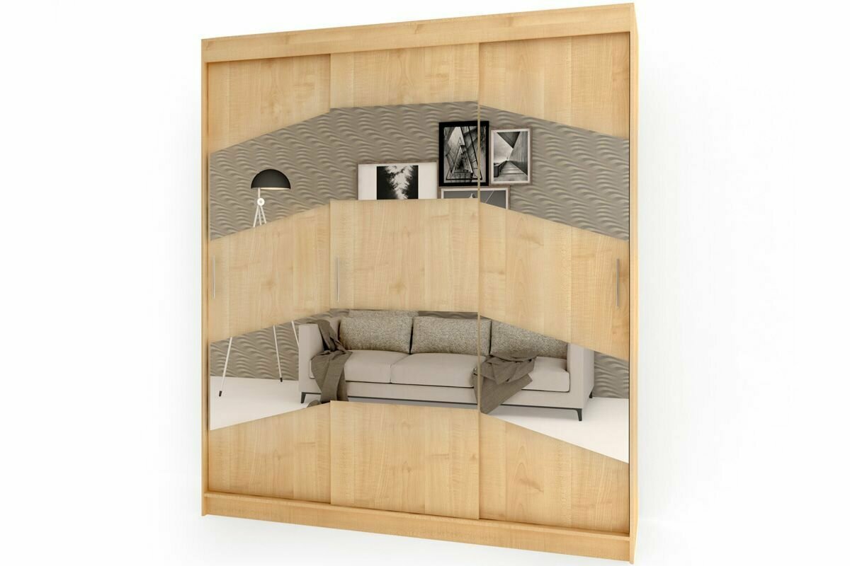 Шкаф-купе для одежды МногоМеб Миллениум 3-05 180х60x220 трехдверный, клен танзау