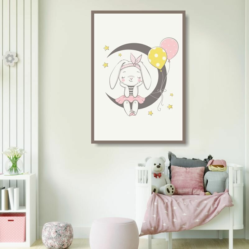 Постер Зайчик На Месяце Для Детской Вертикальный 40х50 см в тубусе ПолиЦентр