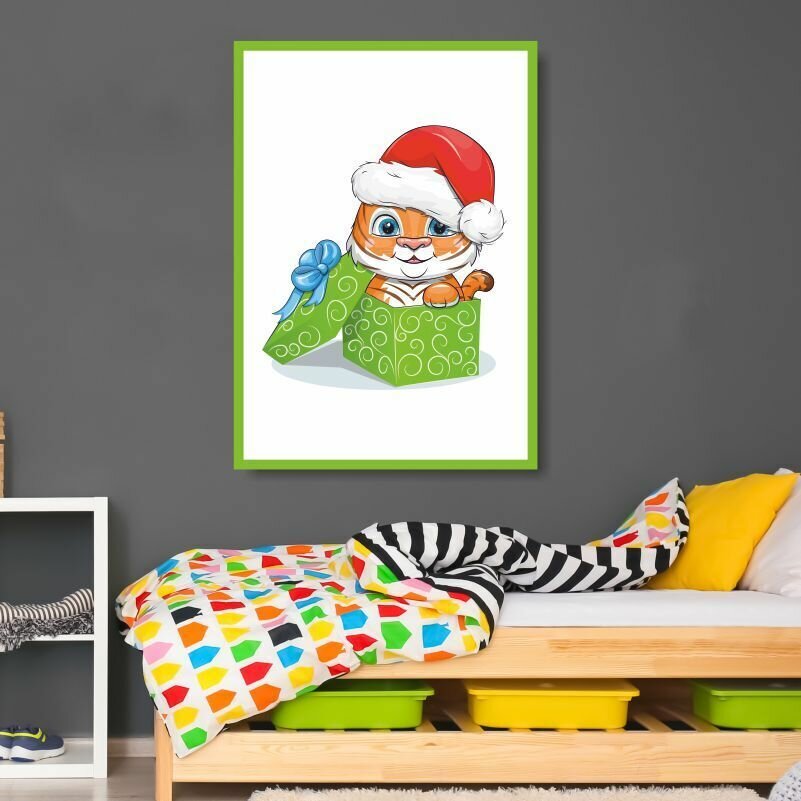 Постер для интерьера на стену Новый Год Тигра для детской Вертикальный 50х70 см в тубусе ПолиЦентр