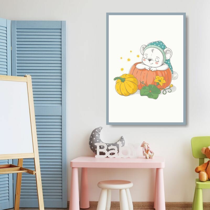 Постер Спящий Мишка Для Детской Вертикальный 40х50 см в тубусе ПолиЦентр