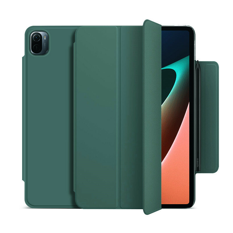 Защитный чехол-обложка MyPads для Xiaomi Mi Pad 5 / Mi Pad 5 Pro с дизайном Smart Case зеленый кожаный