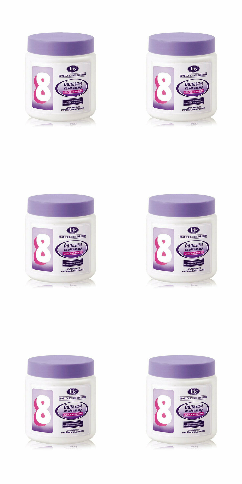 Iris бальзам №8 Здоровье и объём для жирных и нормальных волос, 500 мл, 6 шт