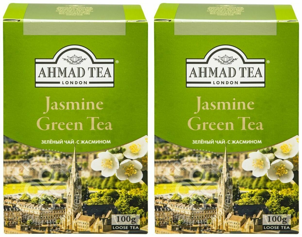 Ahmad Tea Чай Jasmine Green зеленый листовой 100 г, 2 шт /