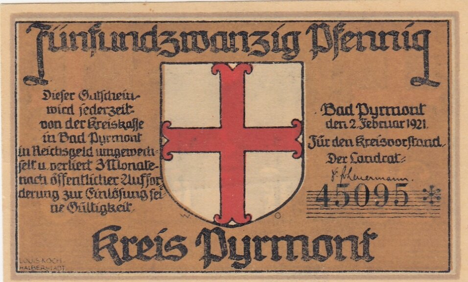 Германия (Веймарская Республика) Бад-Пирмонт 25 пфеннигов 1921 г. (4)